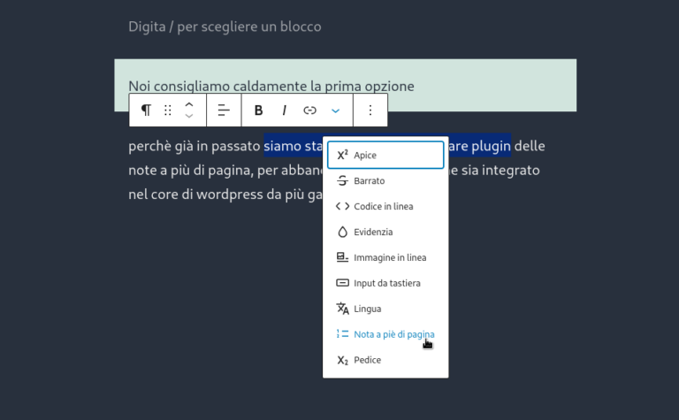 Note a piè di pagina – Docs Noblogs